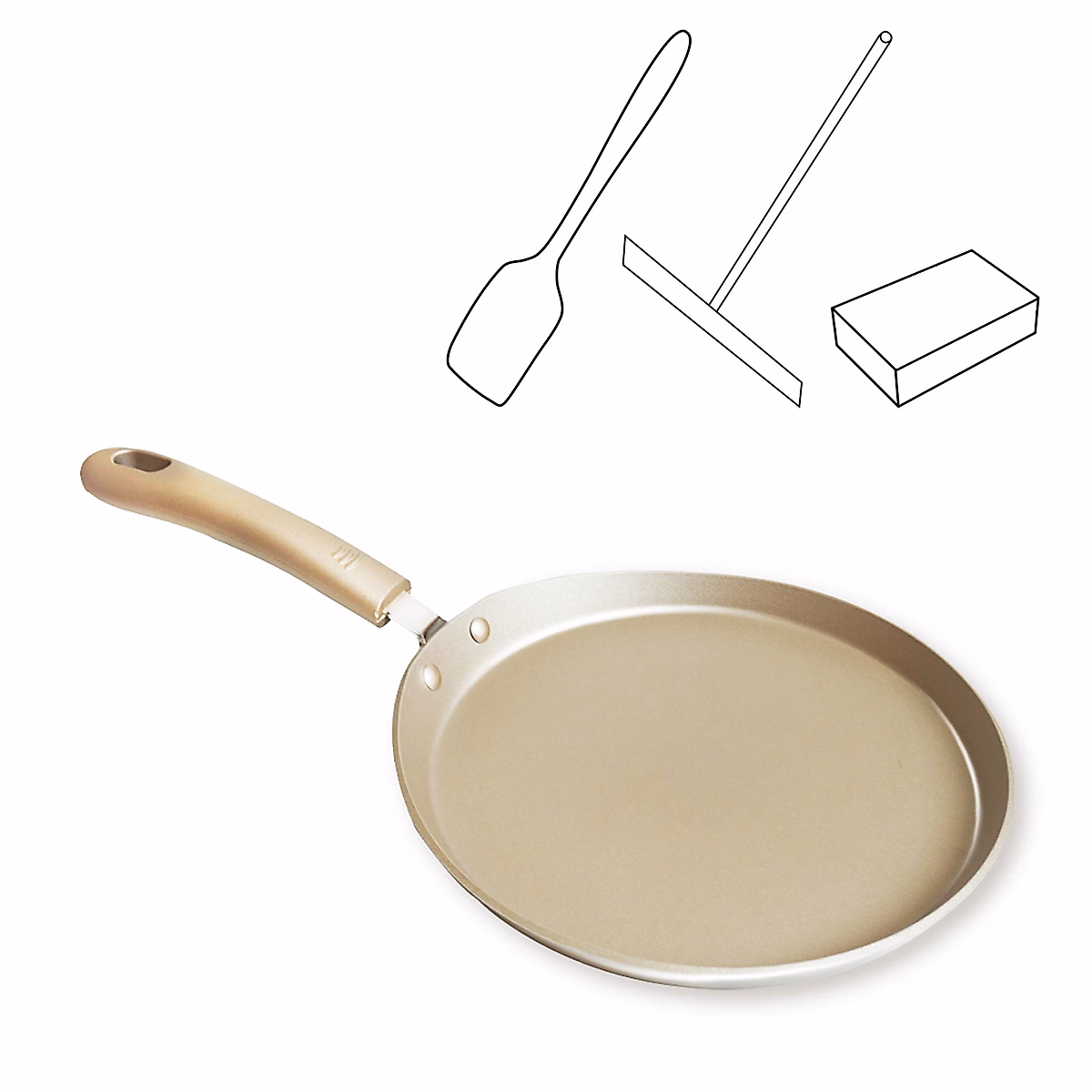 Soldadito Crepes Pancake Pans Nonstick Frying Pan Induction Omelette Skillet Carbon Steel Griddle Flat Pan Crepe Maker with Accessories for Pancakes Burritos Tacos Tortilla Omelette 8In