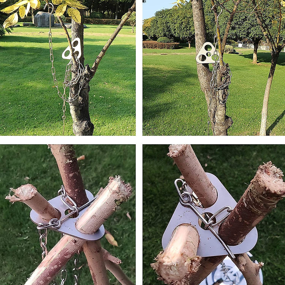 Campfire Tripod Grill Equipment, Camping Tripod Grill Board Portable Stainless Steel Camping Cooking Gear Accessories with Adjustable Chain for Hanging Cookware Camping Outdoor Cooking