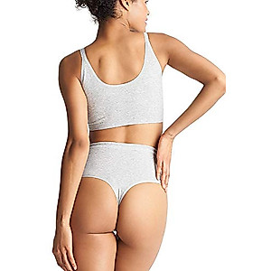 Yummie womens Cotton Seamless Shapewear Thong Panties, Heather Grey, Medium-Large US