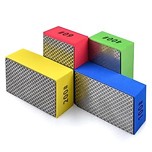 EGOFIX 4pcs Diamond Hand Polishing Pads for Ceramic Tile Glass Grinding,Sanding Blocks Polishing 60#,100#,200#,400#