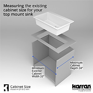 Karran QT-812 Top Mount 33 in. Large Single Bowl Quartz Kitchen Sink Kit in White