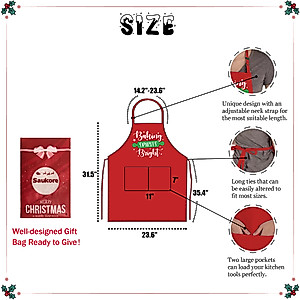 Saukore Funny Christmas Baking Aprons for Women Men Adjustable Kitchen Cooking Aprons with 2 Pockets Cute Thanksgiving Xmas Apron Gift for Bakers - Baking Spirits Bright