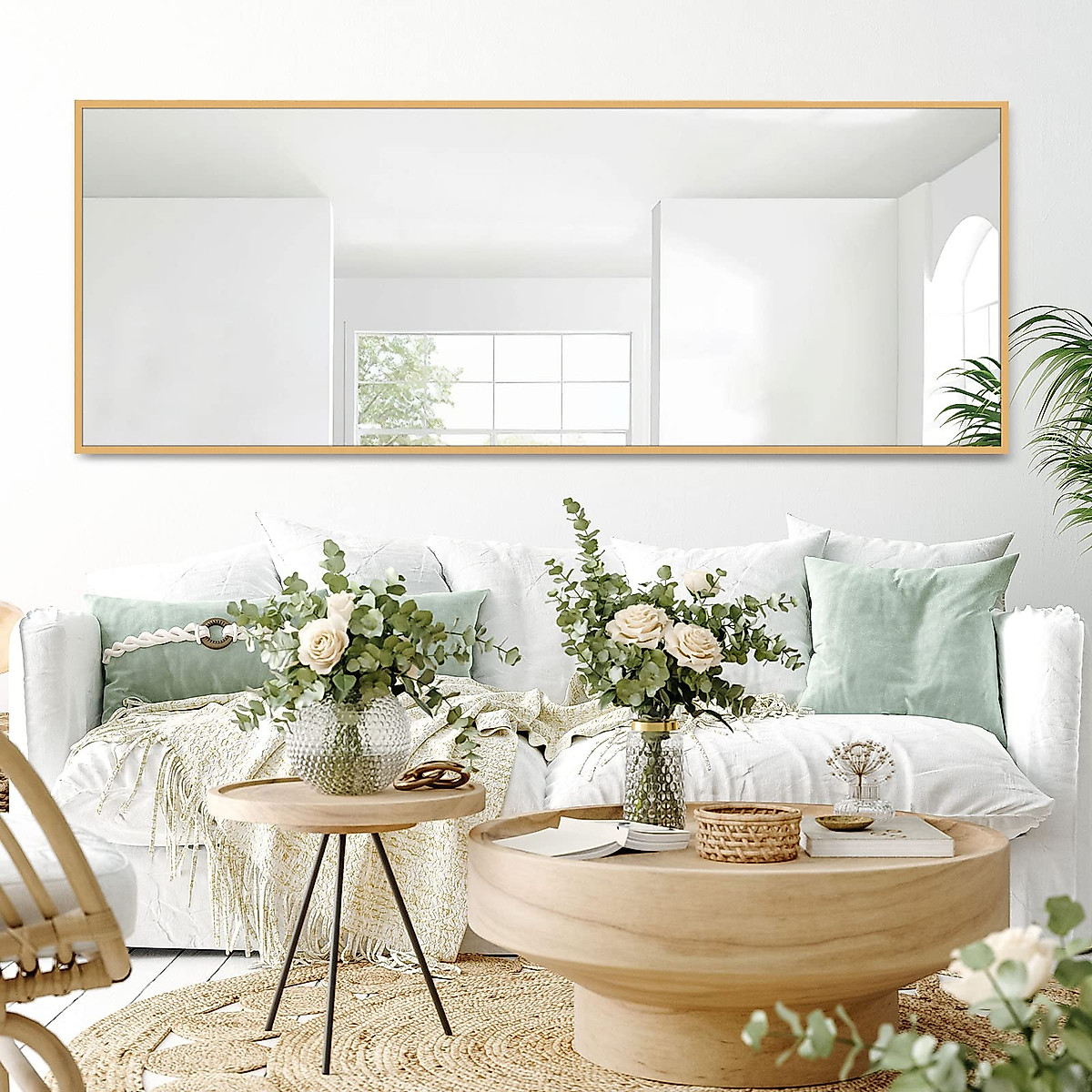 NeuType Full Length Mirror Wall Mirror 59" x 20" Gold Aluminum Alloy Frame Full Body Mirror Standing Mirror Floor Mirror for Living Room Bedroom Hallway Dressing