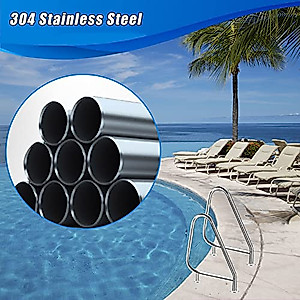 BTZHY Swimming Pool Handrails Easy-to-Install Hand Rail 304 Stainless Steel Reinforced Base Stair Railing for Garden Backyard Pools