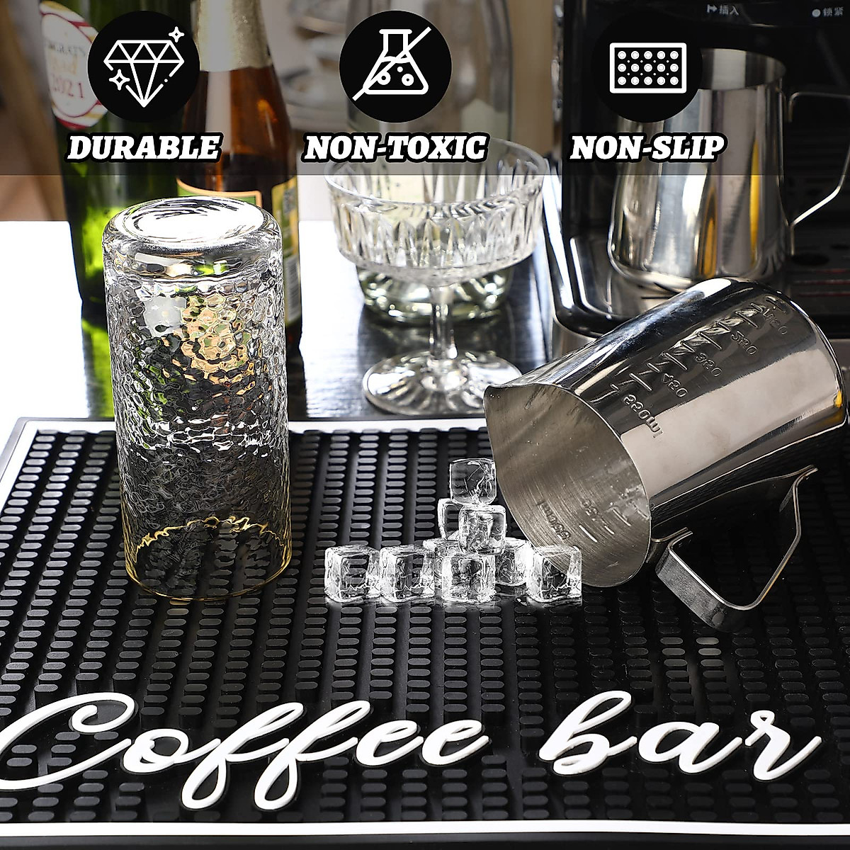 Bar Mats for Countertop Stylish 18 x 12 Inches Service Bar Mat with 1 cm Thick Bar Accessories Coffee Maker Mat for Countertops Kitchen Counter Mat Dish Drying Mat Coffee Spill Mat for Bar Restaurants
