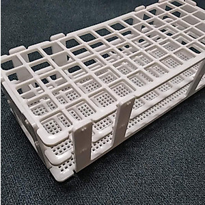 POCOMOCO 3 Packs Plastic Test Tube Rack, 60 Holes Lab Test Tube Rack Holder for 16mm Test Tubes, White, Detachable (60 Holes)