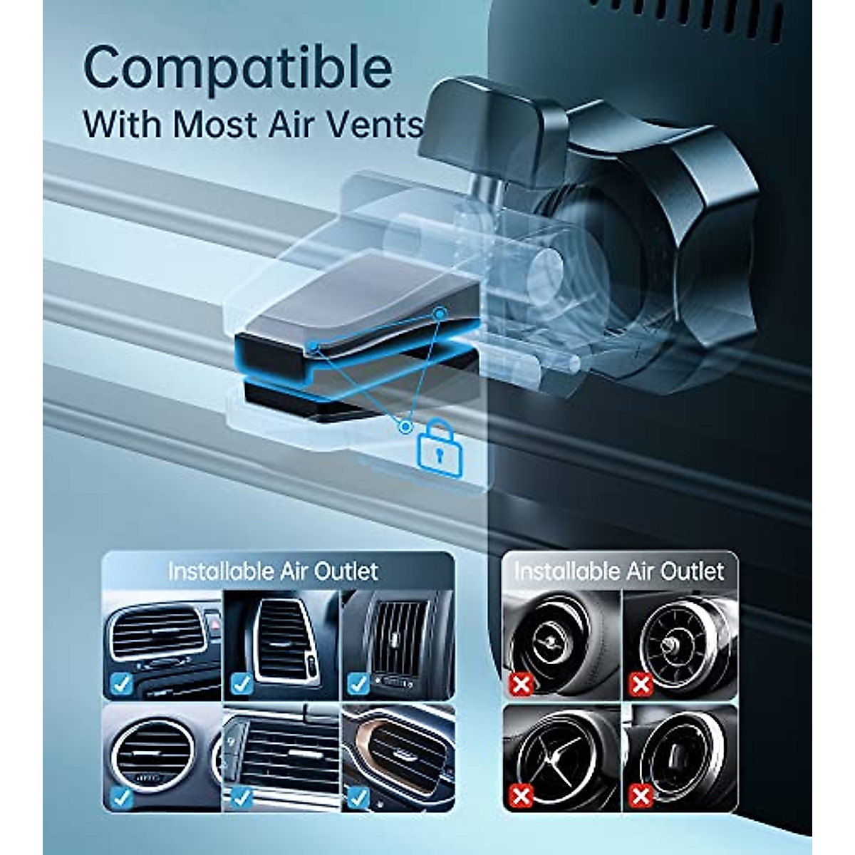 Magnetic Wireless Car Charger, 360°Adjustable Magnetic Air Vent Mount Compatible with MagSafe Car Charger, Compatible with iPhone 14/13/12 Pro Max Plus Mini(Caseless), Mag Safe Case(with Car Adapter)