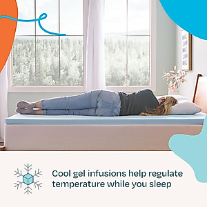 Linenspa 2 Inch Memory Foam Mattress Topper, Gel Infused Twin Mattress Topper, CertiPUR-US Certified