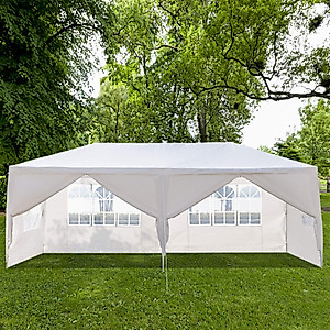10' x 20'x 8.5'Outdoor White Waterproof Gazebo Canopy Tent with 4 Removable Sidewalls and Windows Heavy Duty Tent for Party Wedding Events Beach BBQ