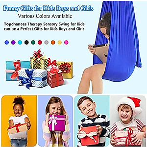 Sensory Swing + 360° Swivel Hanger,Adjustable Height Indoor Outdoor Swing for Kids, Hanging Pod Chair, Helps with Sensory Disorders, Autism, ADHD, Therapy Swing, Pod Swing Chair (size59 x110) (Blue)