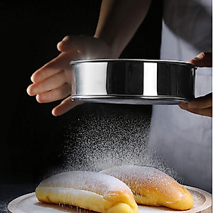 ADESUGATA 2 pack (60/40 Mesh) Professional 6/8/9.5 Inch, Round Flour Sifter for Baking - Flour Sieve Fine Mesh - Premium Rustproof Stainless Steel (9.5" (24 CM))