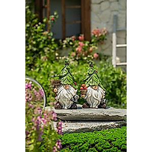 TERESA'S COLLECTIONS Garden Gnomes Statues Decorations for Yard, Set of 2 Cute Gnomes Holding Welcome Sign Garden Sculptures Figurines for Outdoor Patio Lawn Ornament Birthday Housewarming Gift