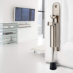 Spring Loaded Telescopic Door Stopper,Easy Step Door Stop,Adjustable Height Heavy Duty Kick Down Door Stop, Silver