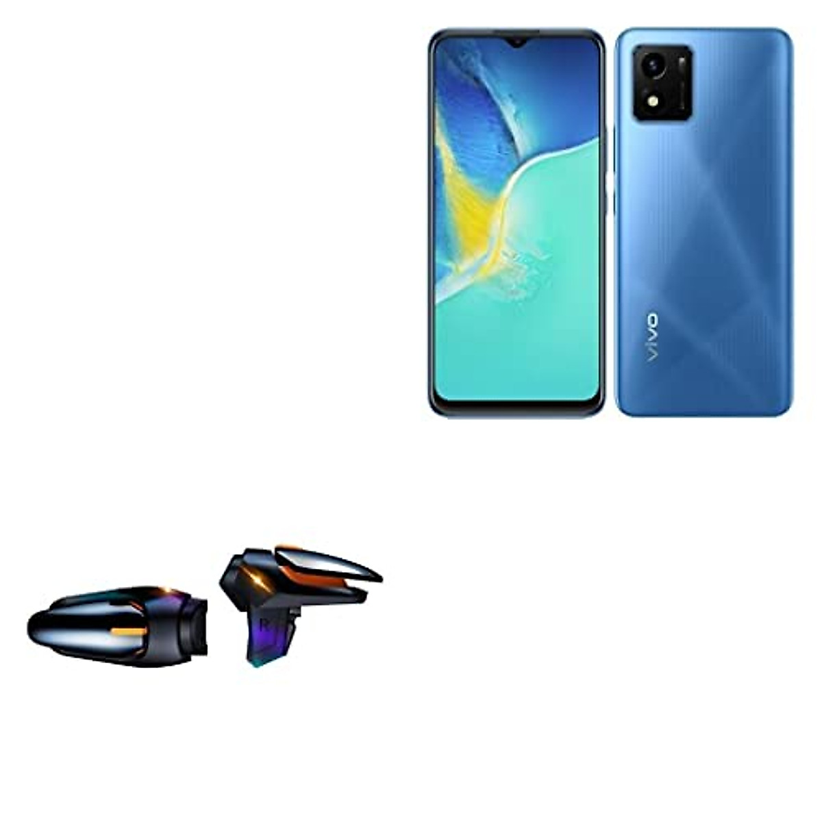 BoxWave Gaming Gear Compatible With vivo Y01 - Touchscreen QuickTrigger Auto, Trigger Buttons Autofire Gaming Mobile FPS - Jet Black