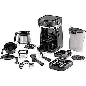 Mr. Coffee All-in-One Occasions Specialty Pods Coffee Maker, 10-Cup Thermal Carafe, and Espresso with Milk Frother and Storage Tray, Black