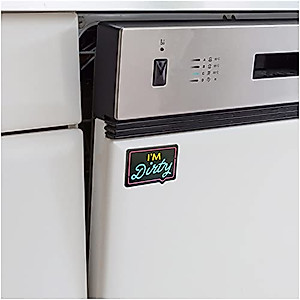 Dishwasher Magnet Clean Dirty Sign Indicator - 3.5 x 2.8 inches - Double Sided with Bonus Magnetic Plate - Clean Dirty Magnet for Dishwasher Accessories - Apartment Must Haves Kitchen Necessities