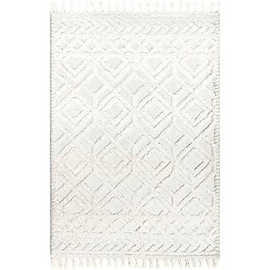 nuLOOM Akia Lattice High/Low Tassel Area Rug, 9' x 12', Beige