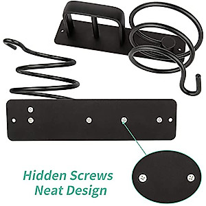 Fysupotsu Aluminum Hair Dryer Holder Wall Mounted,Bathroom Hair Care & Styling Tool Organizer for Flat Iron,Curling Wand,Hair Straightener Blow Dryer Holder Rack (Black)