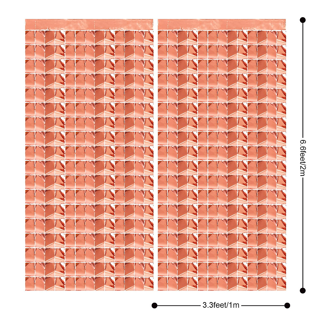 2 Packs 3.3x6.6 Feet Foil Fringe Curtains, UNIIDECO Metallic Rose Gold Birthday Square Sequin Tinsel Photobooth Photo Backdrop, Bridal Wedding Engagement Bachelorette Party Decorations Streamers