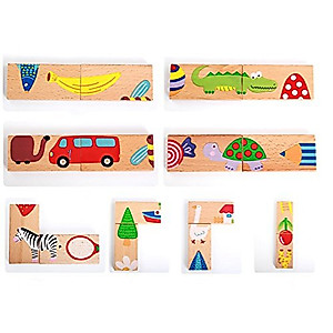 GracesDawn 28 Pcs of Educational Wooden Toy Domino Animal Puzzles Kids Game Gift