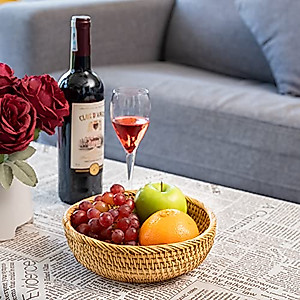 Rattan Basket for Storage Set 3 Small Bread Baskets for Serving Potatoes Onions Container Stackable Fruit Holder for Kitchen Countertop Organizing Bathroom