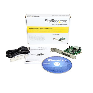 StarTech.com 3 Port 2b 1a 1394 PCI Express FireWire Card Adapter - 1394 FW PCIe FireWire 800 / 400 Card , TAA (PEX1394B3)