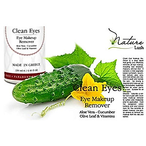 Nature Lush The Best Natural Eye & Face Makeup Remover - Oil Free - Rich Vitamins - Non Irritating – No Hazardous Chemicals - “Clean Eyes Made In Greece 4.4 oz
