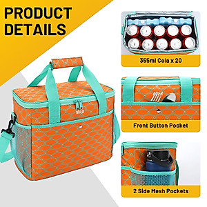 MIER 18L Large Soft Cooler Insulated Picnic Bag for Grocery, Camping, Car, Bright Orange Color