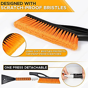 EcoNour 27" Car Snow Brush and Ice Scrapers for Car Windshield (2 Pack) | Scratch Free Bristle Head Snow Brush & Tough Window Snow Scraper with Aluminium Body | Snow Removal Winter Car Accessories