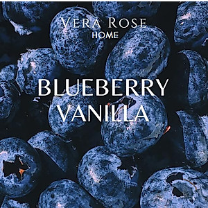 Vera Rose Home Blueberry & Vanilla Scented Soy Candle Long Burning Highly Scented Candles 60+ Hours Clean White Vegan Candle Odor Eliminating Candle Safe for Pets 12oz Jar