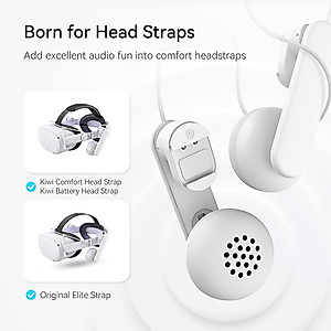 KIWI design Soft Clip-On Headphones for Quest 2 and Kiwi Head Straps, Enhanced Audio, Adjustable Fit