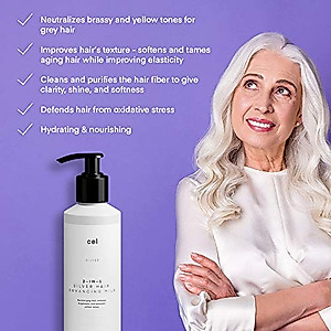Cel Enhanced Silver Milk Purple Shampoo & Conditioner 2-in-1 For Blonde Bleached Grey & Color Treated Hair – Neutralizes Brassy Tones – Moisturizes & Improves Hair Condition (2-month supply)