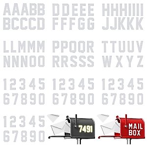 100 Piece Reflective Mailbox Number Stickers, Self Adhesive Reflective Capital Letter Sticker, Number Decals Vinyl Mailbox Decals for Bin, Window, Door(2 Inch,White)