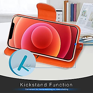 FYY Compatible with iPhone 12 Case/iPhone 12 Pro Case, [Kickstand Feature] Luxury PU Leather Wallet Case Flip Folio Cover with [Card Slots] and [Note Pockets] for iPhone 12/12 Pro 5G 6.1" Rose Gold