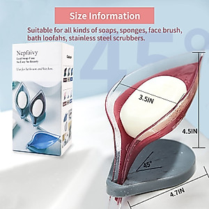 Bar Soap Holder Leaf Shape - Self Draining Soap Dish for Bar Soap, Decorative Plastic Soap Tray, Soap Box with Suction Cup for Shower Bathroom Kitchen Sink(Not Punched)