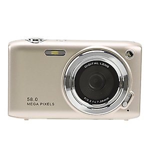 Digital Video Camera, Face Recognition Auto Focus 2.88 Inch Screen 58M 4K Digital Camera 16X for Daily Life (Gold)