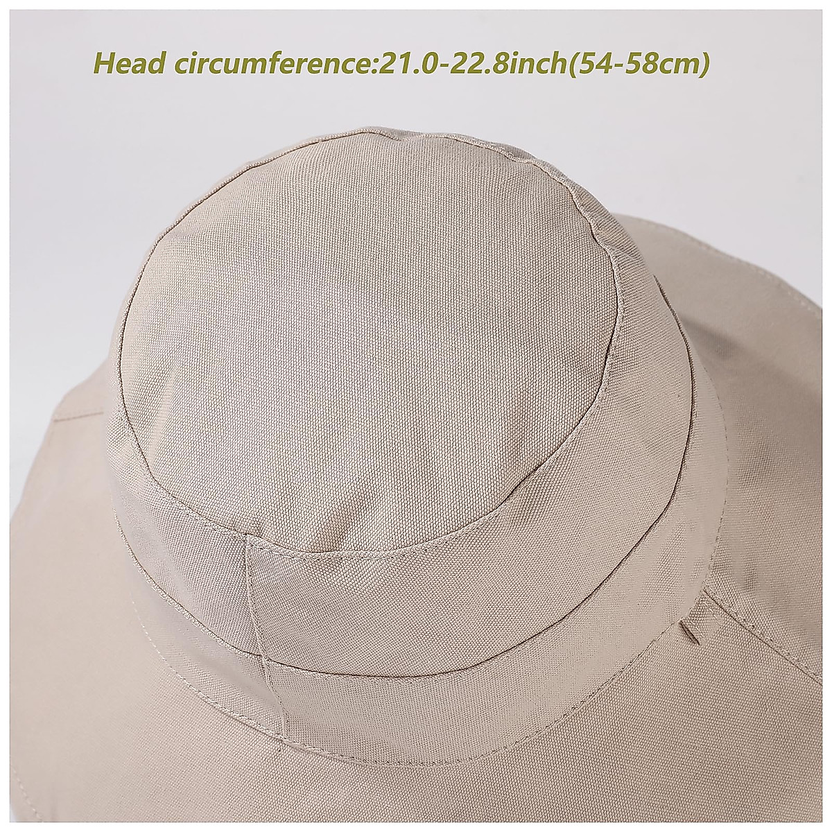vidsel Womens Sun Hats Wide Brim Reversible Bucket Cotton Hat Packable Summer Travel Cap with Hat Clip,UV Protection Beige