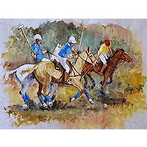 The Polo Players, Equestrian by Internationally Renowned Painter Yary Dluhos