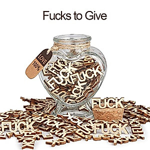 Fucks to Give,Jar of Fucks Gag Gifts for Valentine's Day / Birthday / Anniversary / Christmas. FUCK Wooden Cutout Letter Funny Gifts for Parents and Relatives,Friends (FUCK(Heart-shaped bottle))