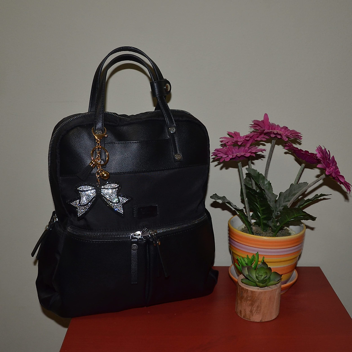 Popfizzy Cheer Bow Keychain, Bling Backpack Key Chain for Cheerleaders, Rhinestone Cheerleading Purse Charms