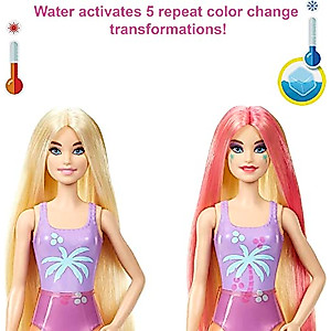 Barbie Color Reveal Doll with 7 Surprises, Color Change and Accessories, Palm Trees Series, styles may vary ​​​​