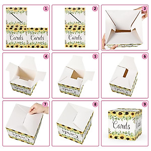 RLCNOT Sunflower Card Box, Gift or Money Box Holder Party Favor Supplies, Floral Card Receiving Box for Birthday, Wedding Engagement, Bridal or Baby Shower Graduation Anniversary 8" Box 1 Count - 007