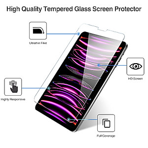 ProCase for iPad Pro 12.9 6th 5th 4th 3rd Gen 2022 2021 2020 2018 Screen Protector, Tempered Glass Film Guard for iPad Pro 12.9 6 5 4 3