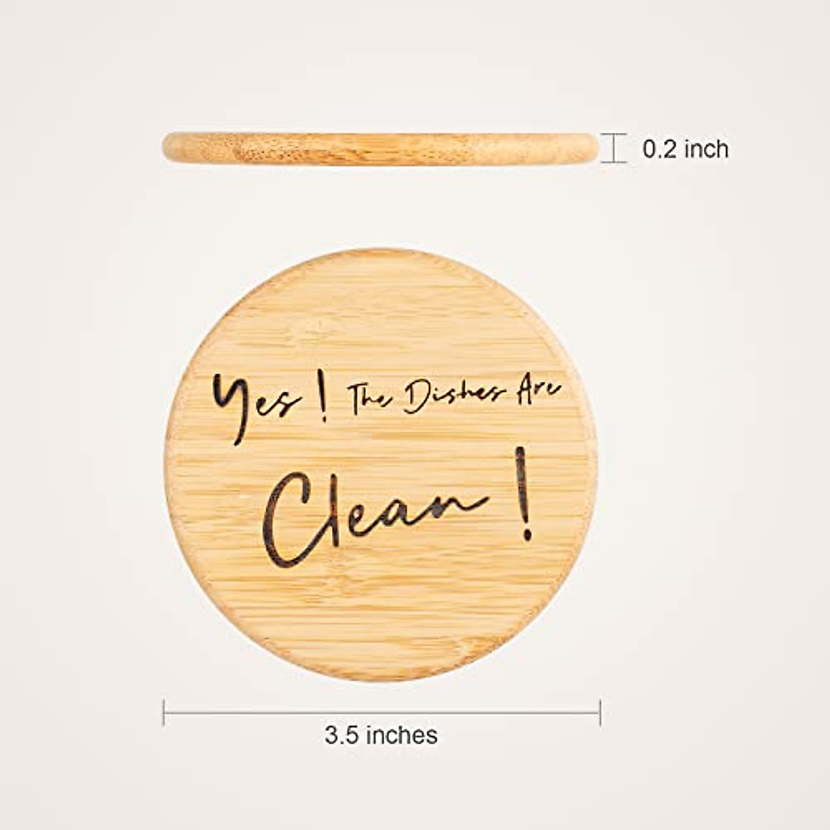 Dishwasher Magnet Clean Dirty Sign - Bamboo Dishwasher Magnet Signboards - Double-Sided Clean Dirty Refrigerator Magnet Sign Decorative for Kitchen Dishwasher, Easy to Read (Round)