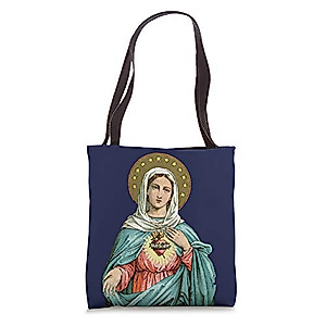 Immaculate Heart of Mary Our Blessed Mother Catholic Vintage Tote Bag