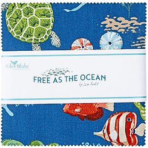 Lisa Audit Free as the Ocean 5" Stacker 42 5-inch Squares Charm Pack Riley Blake Designs 5-14800-42
