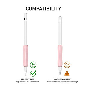 Delidigi 2 Pack iPencil Grip Ergonomic Sleeve with Anti-Lost Replacement Cap Plus Tips Cover Accessories Set Compatible with Apple Pencil 1st Generation (White, Pink)