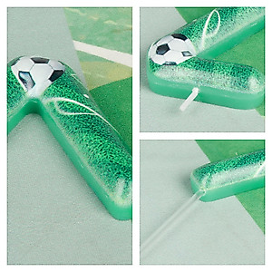 Green Soccer 10th Birthday Candles Number 10 Candle Cake Topper Green Soccer Party Decorations Happy 10th Birthday Cake Decorations for Boys Girls Kids Sporty Green Soccer Party Supplies