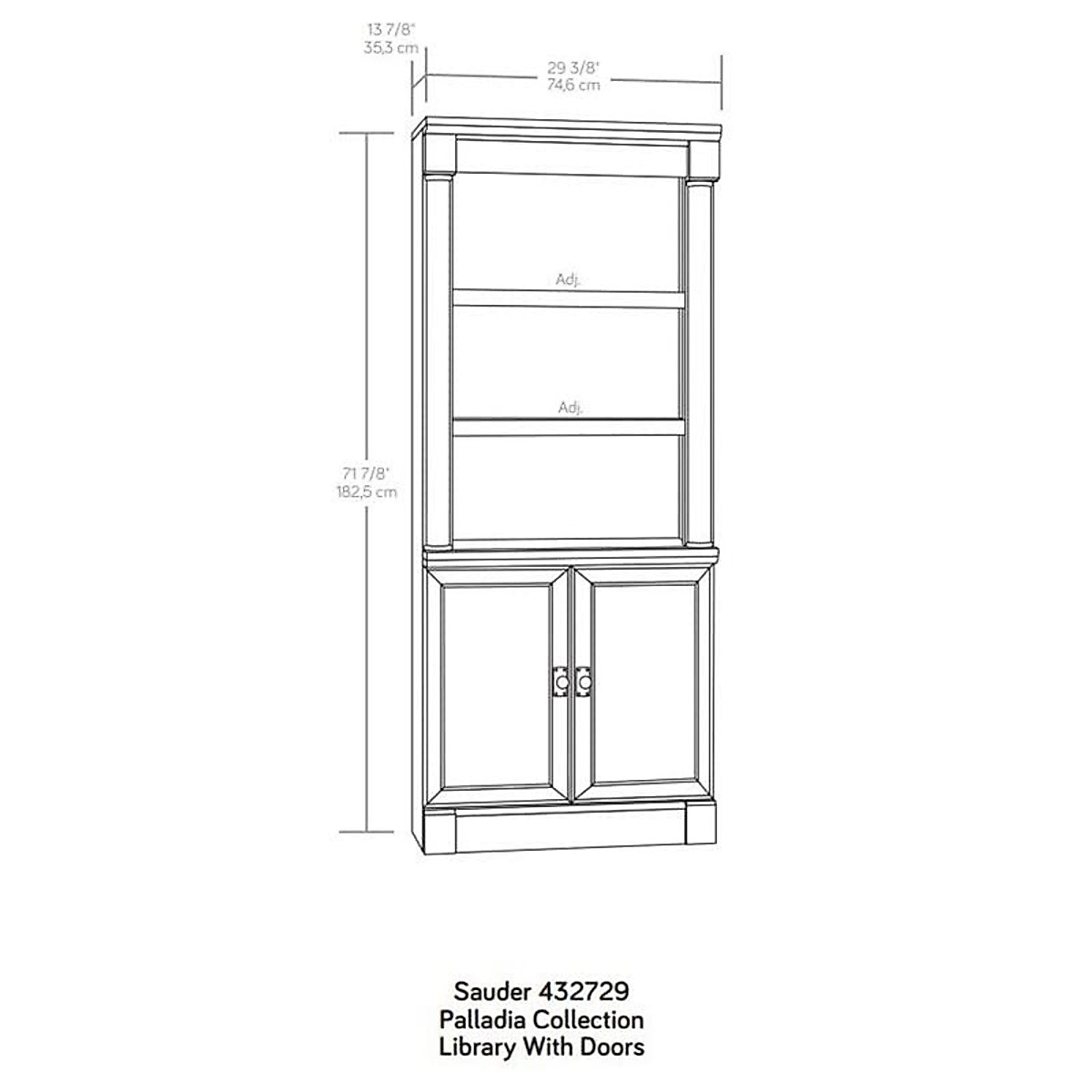 Sauder Palladia 5-Shelf Library Bookcase in Glacier Oak, Glacier Oak Finish