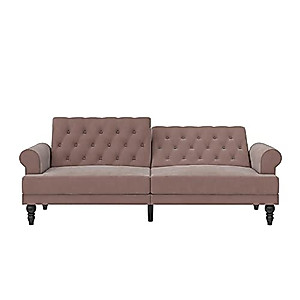 Novogratz Cassidy Upholstered Futon, Blush Velvet